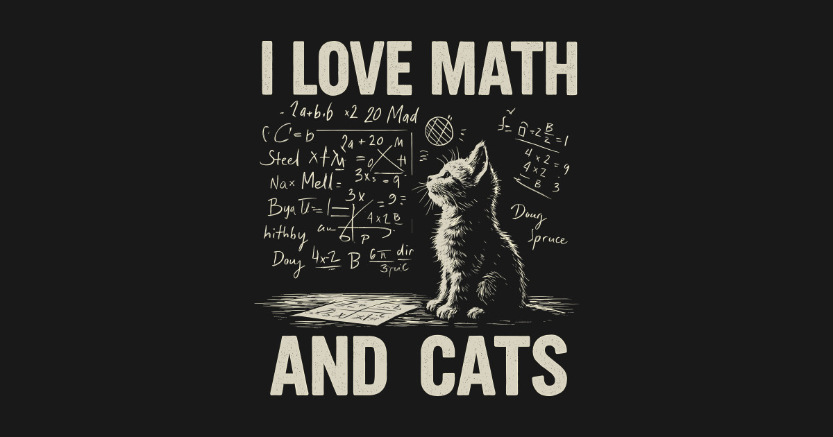 I Love Math And Cats Funny Kitten & Equations - I Love Math And Cats ...