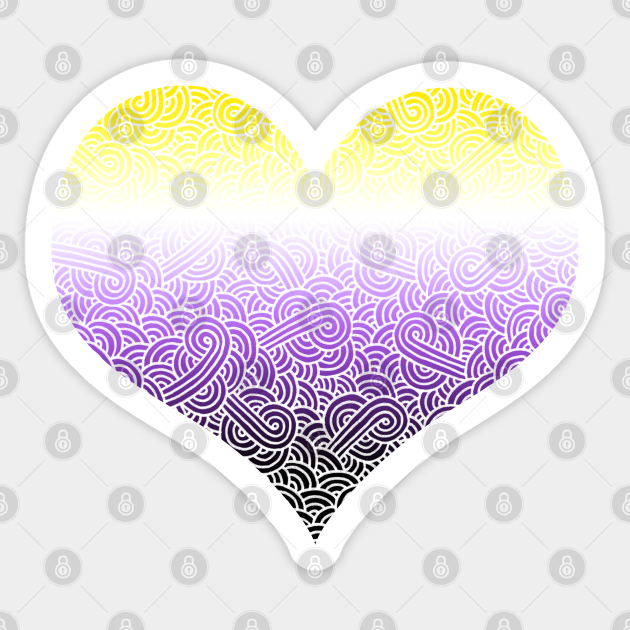 Ombré non-binary colours and white swirls doodles heart - Non Binary ...