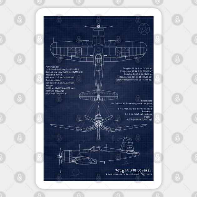 F4U Corsair Blueprint - Corsair - Magnet | TeePublic