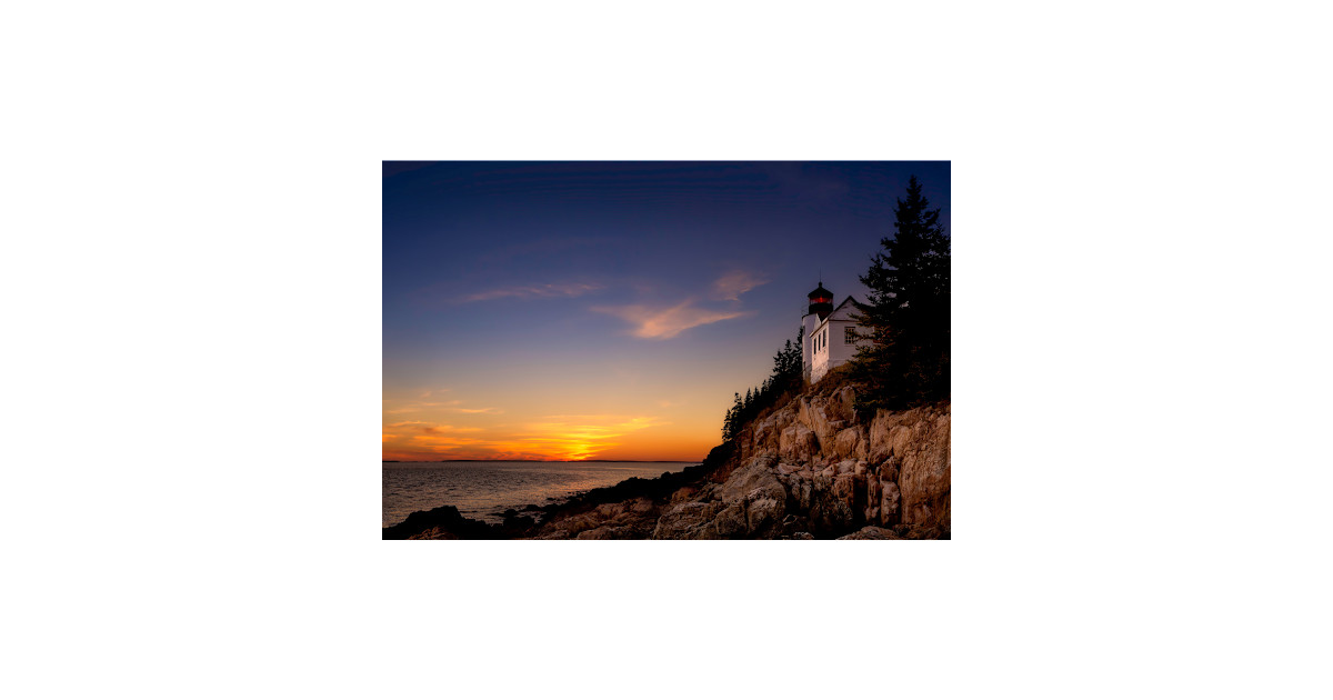 Sunset at Bass Harbor Lighthouse - Acadia - T-Shirt | TeePublic