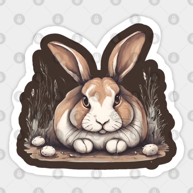 lazy rabbit fat - Rabbit - Sticker | TeePublic