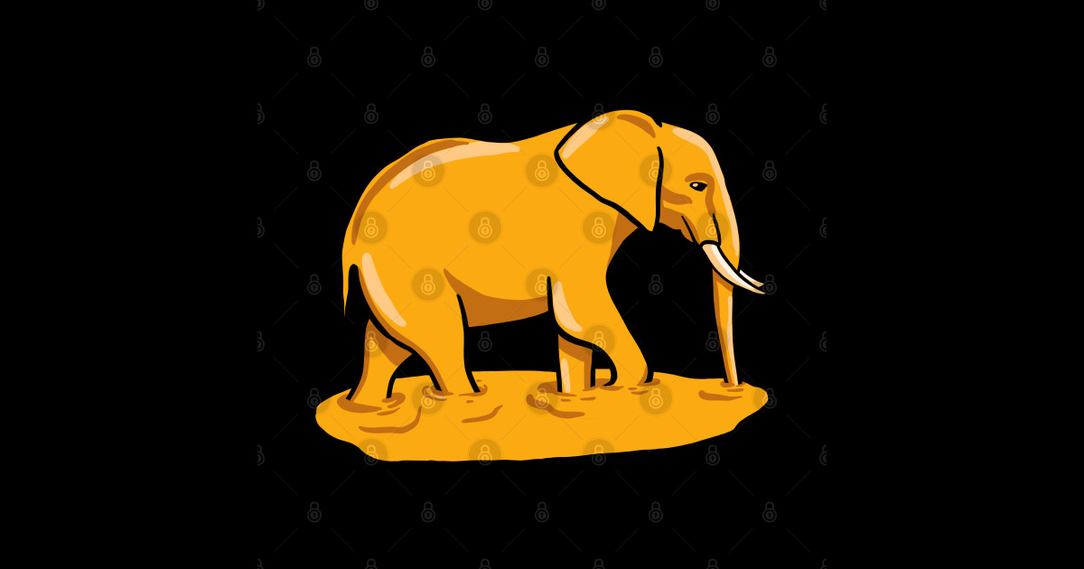Golden Elephant Melting - Elephant - Sticker | TeePublic