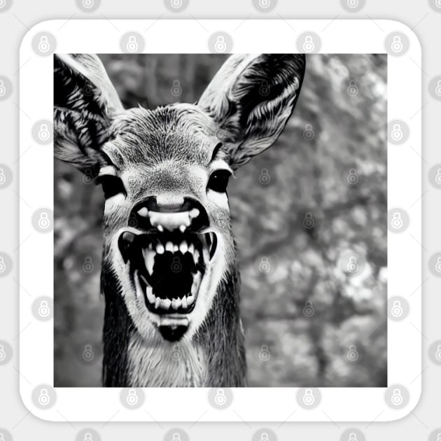 Creepy deer - Black And White Creepy Deer - Sticker | TeePublic