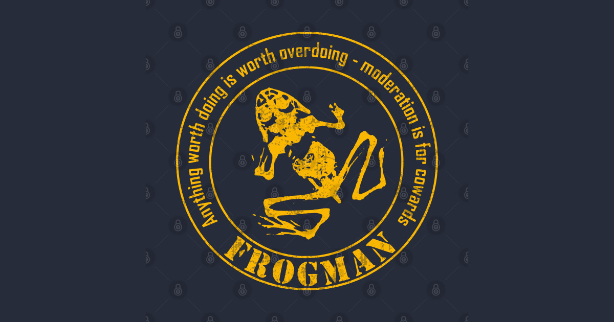 Frogman diver (small logo - distressed) - Diving - T-Shirt | TeePublic