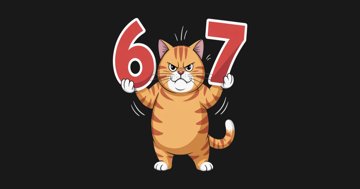 Angry Cat 67 Six Seven Meme - Angry Cat 67 Six Seven Meme - T-Shirt ...