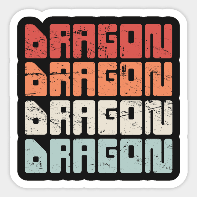 DRAGON | Retro 70s Text - Dragon - Sticker | TeePublic