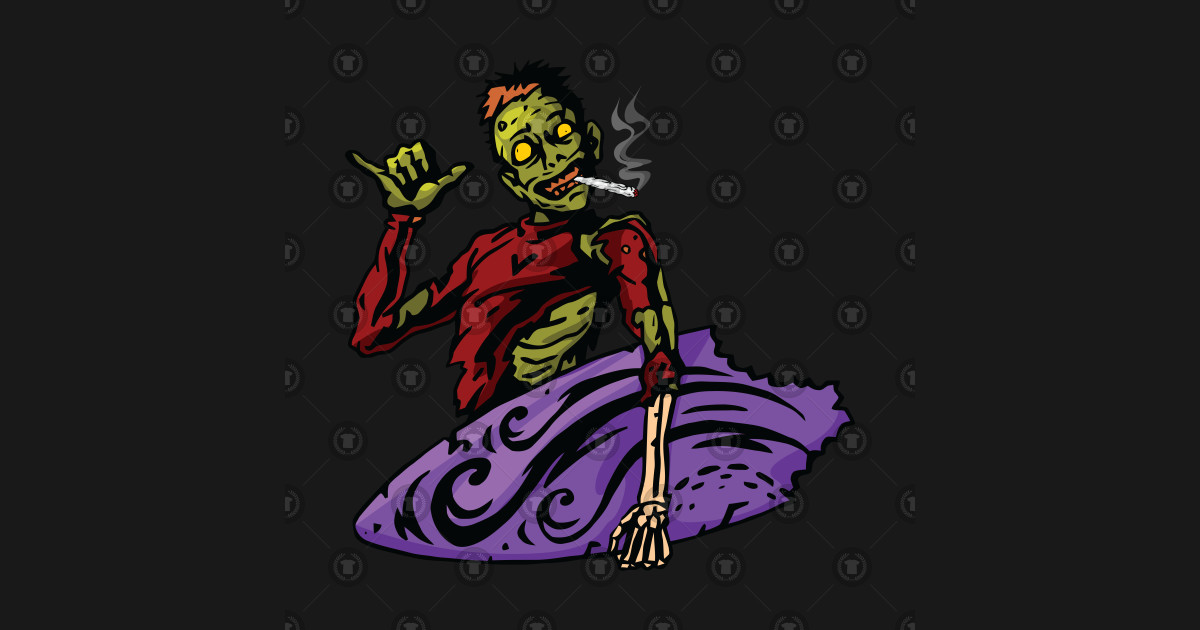 Pot Smoking Zombie Surfer - Weed - T-Shirt | TeePublic