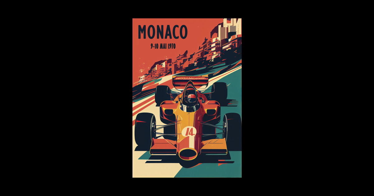 1970 Monaco Grand Prix Racing Travel Poster - Monaco - Sticker | TeePublic