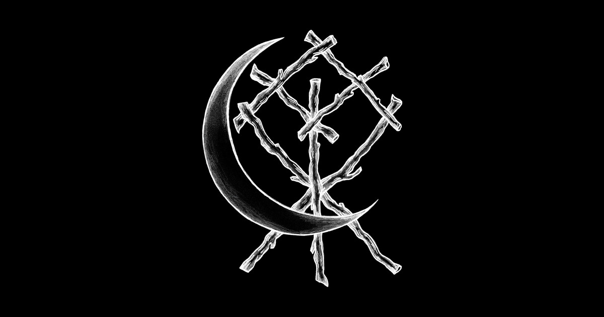 Crescent Moon Rune Binding at Midnight - Runes - Sticker | TeePublic