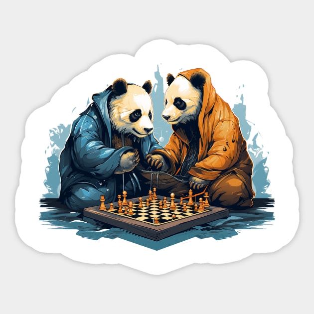 pandas play chess - Panda - Sticker | TeePublic
