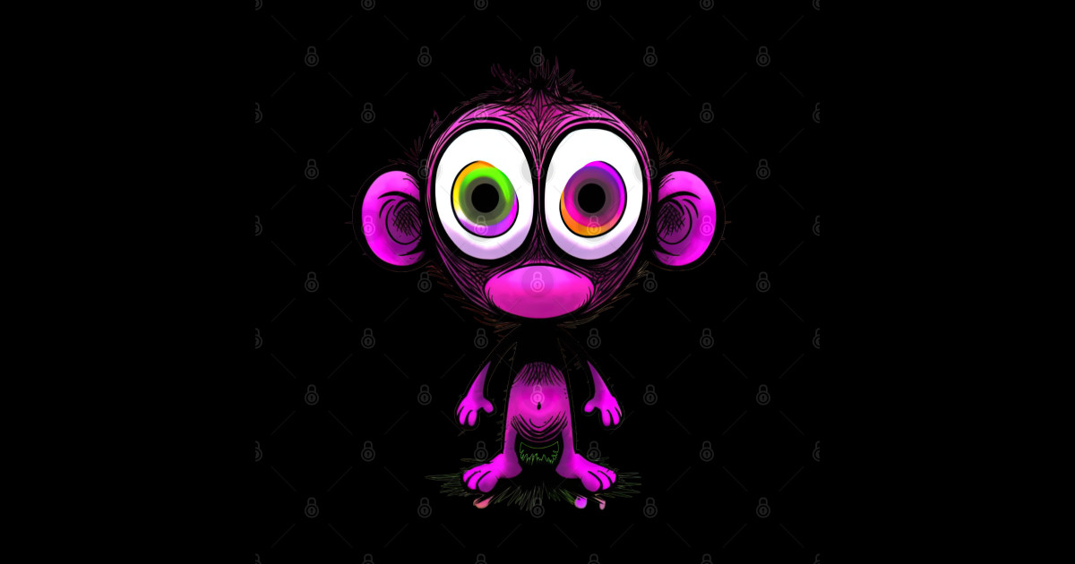 Cute Manic Chibi Monkey Comic Horror Art I - Hallowen - Sticker | TeePublic