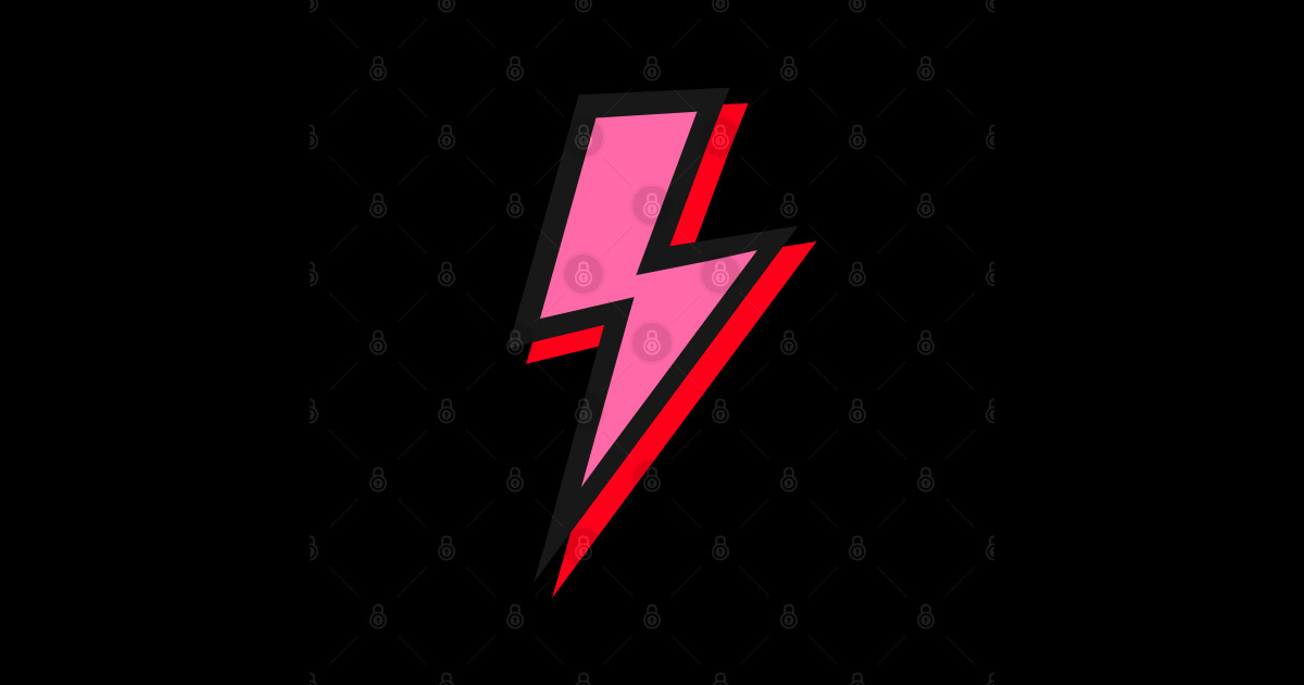 Pink and Red Lightning Bolts with Black Outline - Pink - Posters and ...