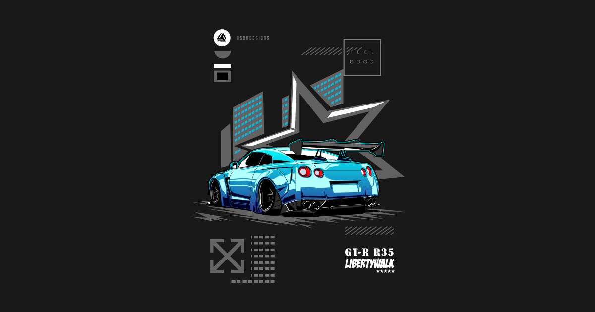 R35 GT-R godzilla jdm vector art - Nissan - T-Shirt | TeePublic