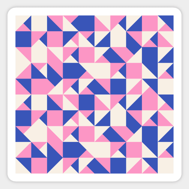 Pink and Blue Geo Pattern - Pink - Sticker | TeePublic