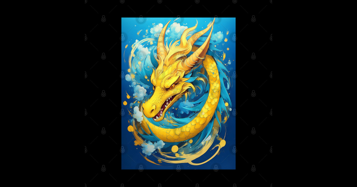 Yellow dragon - Dragon - Sticker | TeePublic