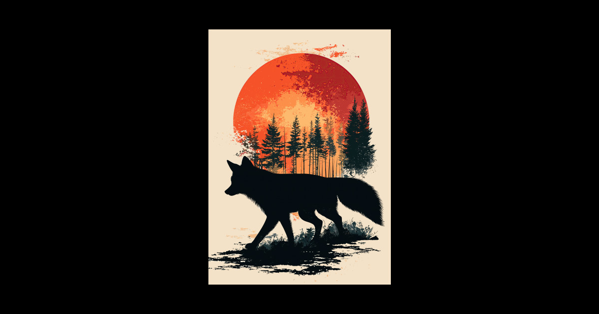 Fox at Sunset - Fox Art - Sticker | TeePublic