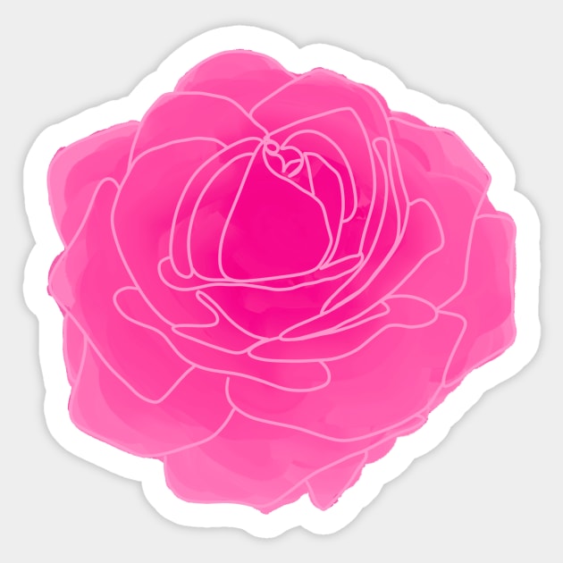 Hot Pink Pop Art Rose - Hot Pink Rose - Sticker | TeePublic