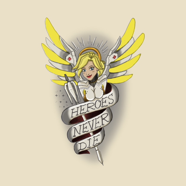 Old School Tattoo Mercy - Overwatch - T-Shirt | TeePublic