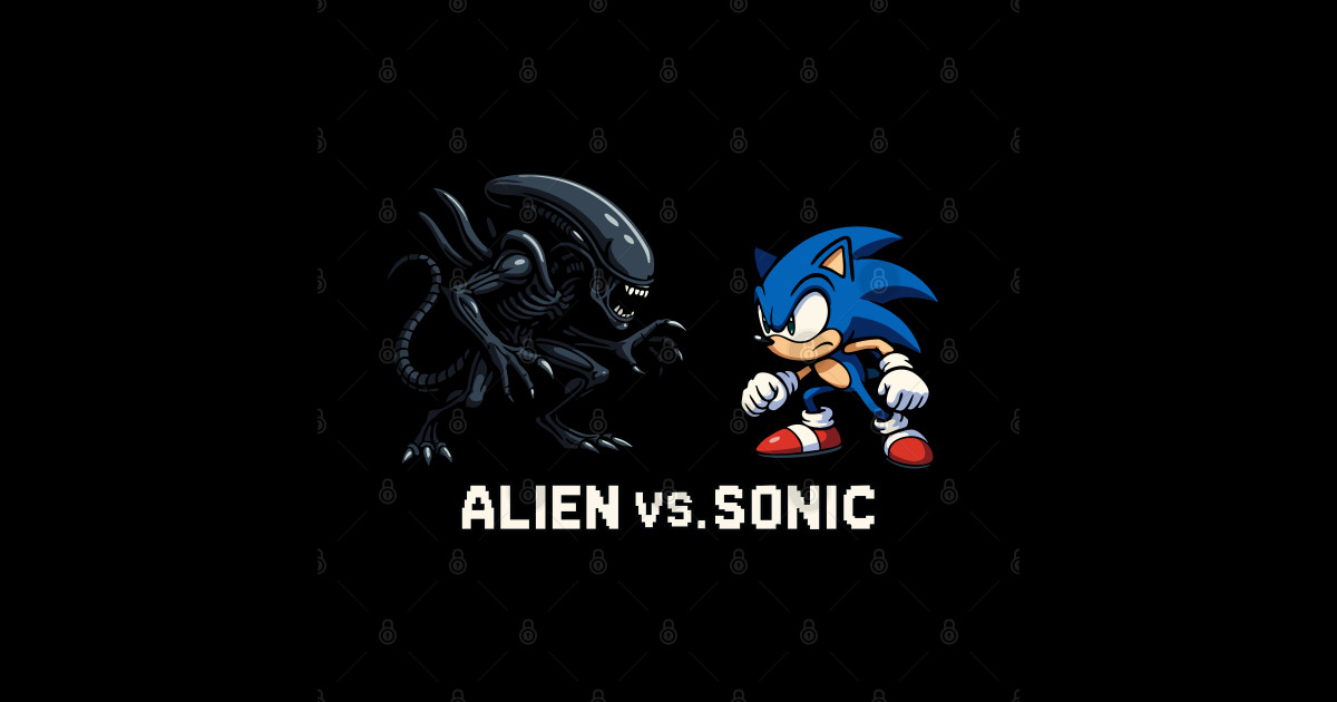Alien vs. Sonic - Sonic The Hegdehog - Sticker | TeePublic