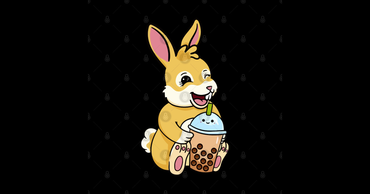 Cute Rabbit Drinking Boba Milktea - Cute Rabbit Drinking Boba Milktea ...