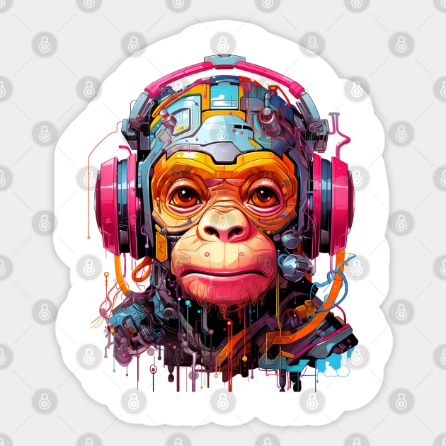 Cartoon monkey robot. T-Shirt, Sticker. - Monkey Robot - Sticker ...