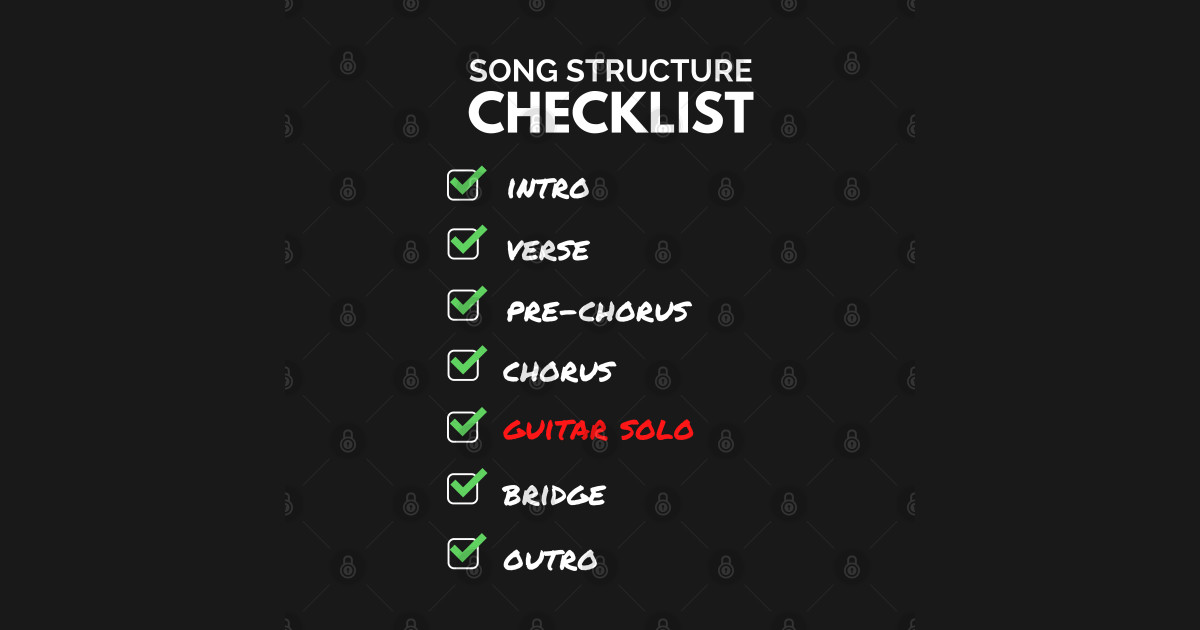 Song Structure Checklist Dark Theme - Checklist - T-Shirt | TeePublic