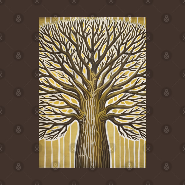 Baobab Tree and stripes in olive green and brown - Baobab Tree - T ...