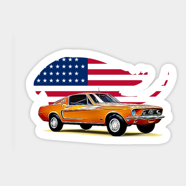 Vintage Mustang USA Print - Car - Sticker | TeePublic