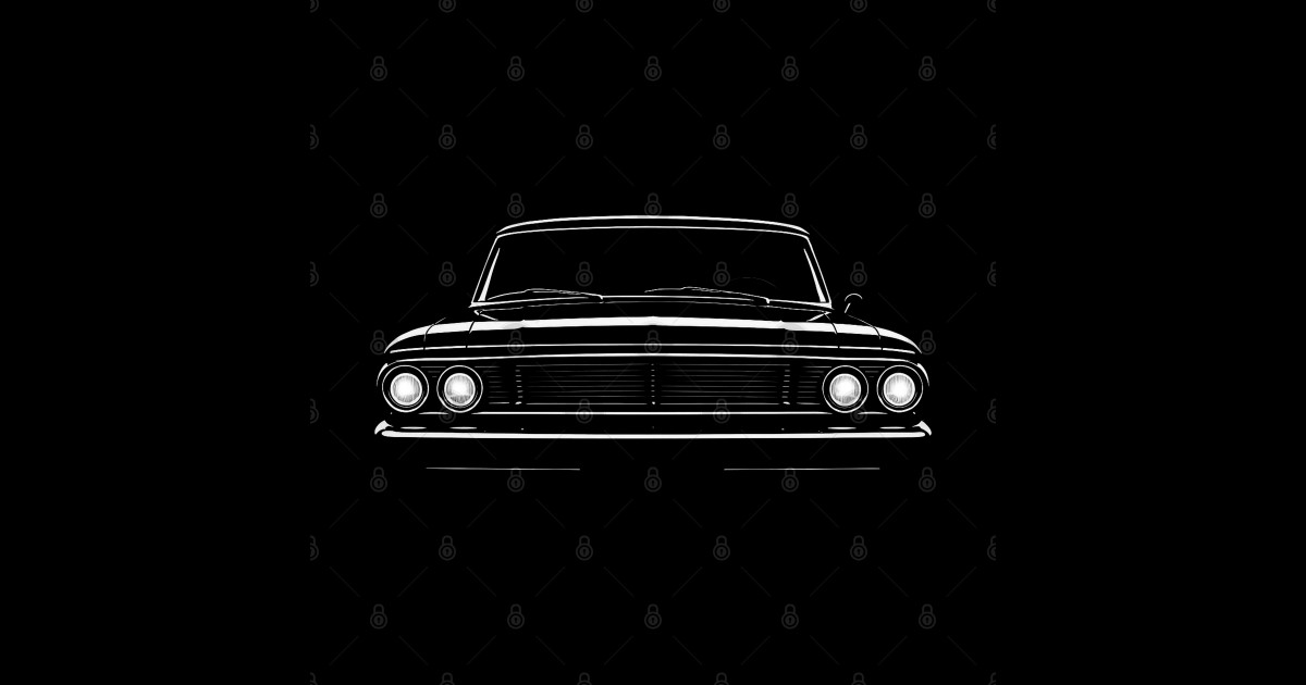1964 Ford Galaxie 500 Front View – Minimalist Black and White Muscle ...