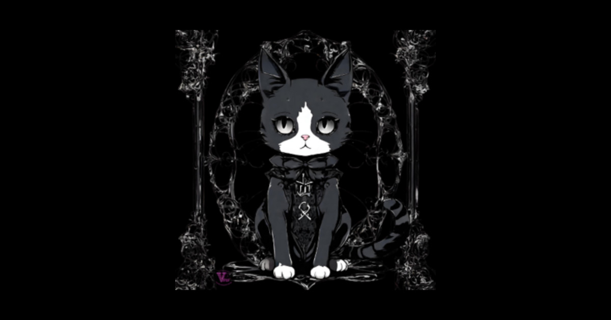 Cute Gothic Cat - Cat - Sticker | TeePublic