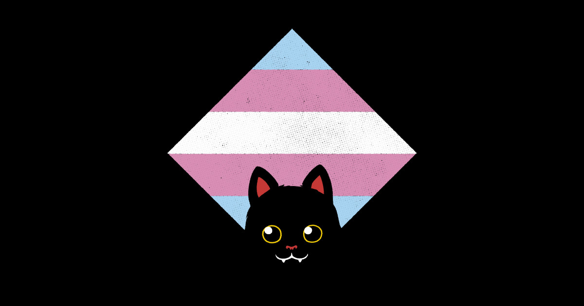 Peeking Cat Trans Square Flag by Tobe Fonseca - Pride Flag - Pin ...