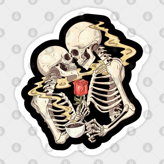 Romantic Skeleton Couple - Eternal Love Art - Skeleton Couple - Sticker ...