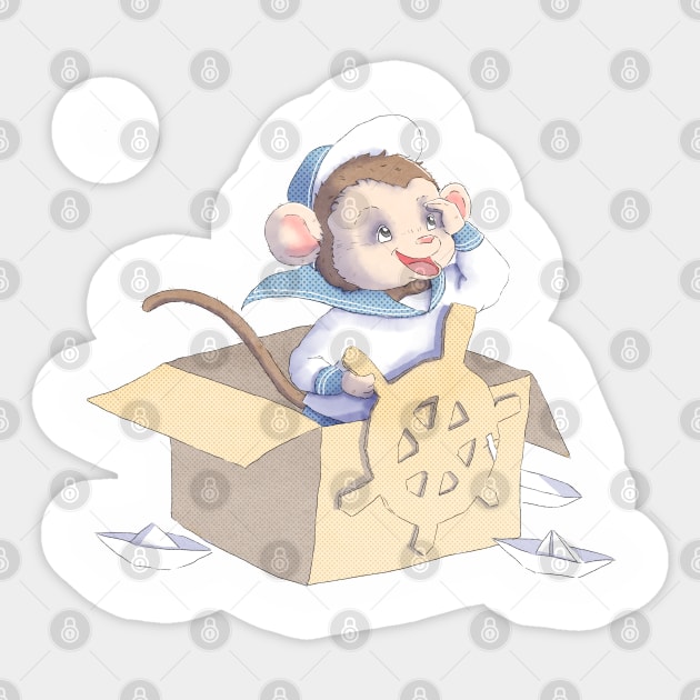 Little captain monkey - Monkey - Sticker | TeePublic