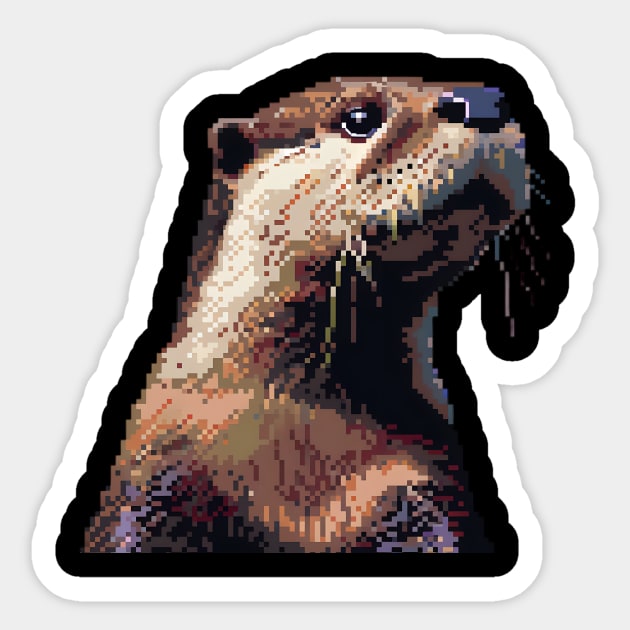 Otter in Pixel Form - Otter - Sticker | TeePublic