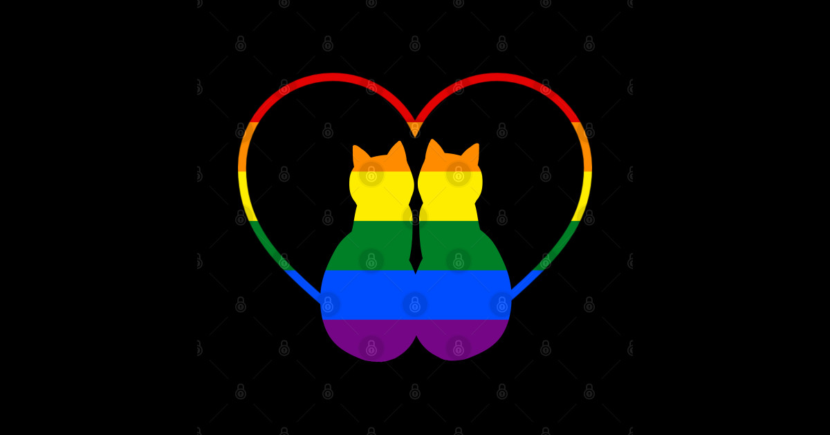 Couple Cat Love LGBT Pride Month - Lgbt Pride Month - Sticker | TeePublic