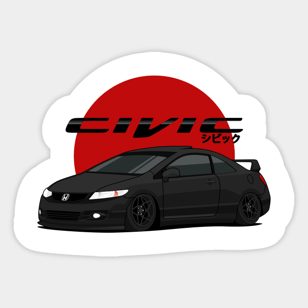 Civic si black T-shirt - Civic Si - Sticker | TeePublic