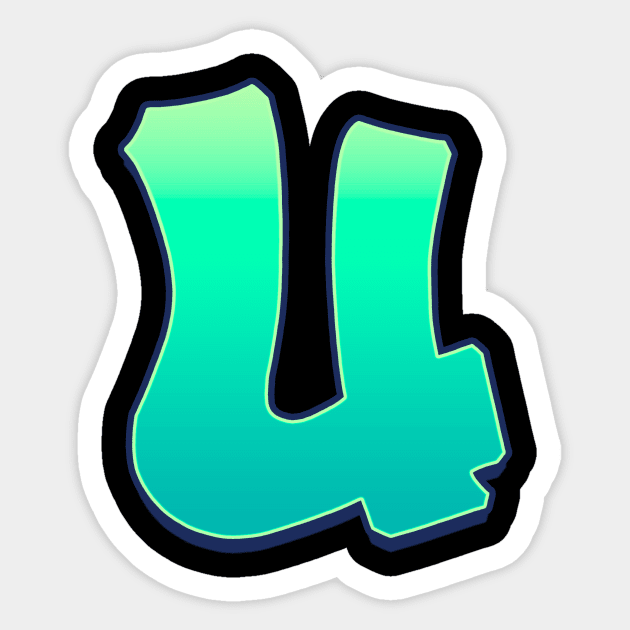 Letter U - Green fade - Letter - Sticker | TeePublic