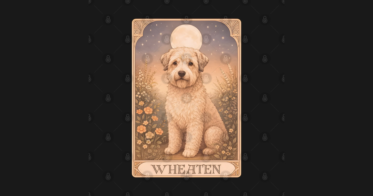 Wheaten Terrier Tarot Card - Cute Dog Floral Art - Dog - T-Shirt ...