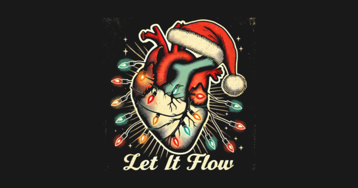 Funny Let It Flow Anatomy Heart Cardiac Nurse Santa Hat Xmas - Santa Claus - T-Shirt | TeePublic
