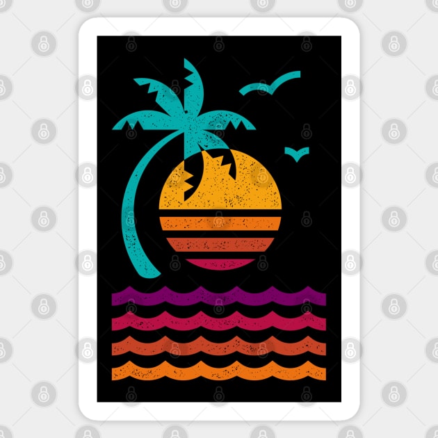 80s Sunset Beach - 80s - Sticker | TeePublic
