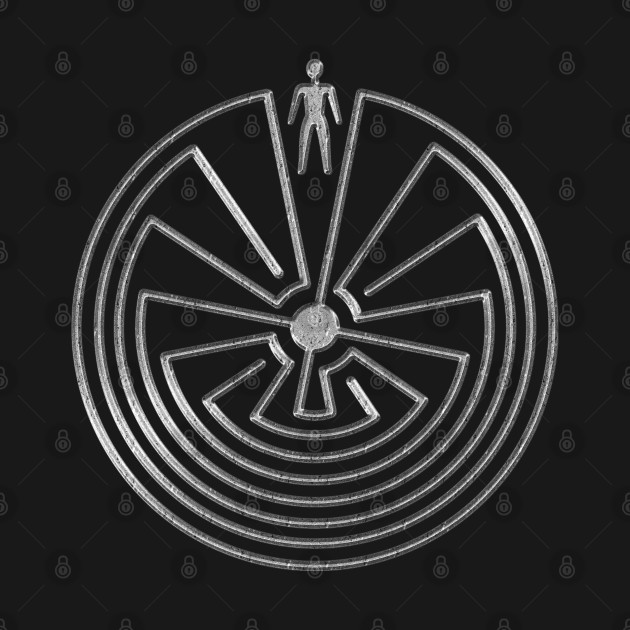 Native American Symbol - Man In The Maze - Silver - Man In The Maze - T ...