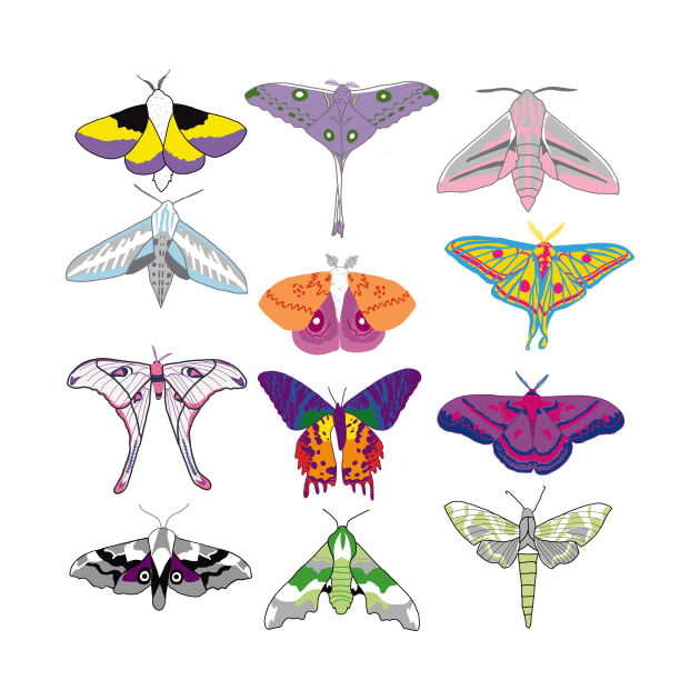 LGBTQIA+ Moth Pride | Non-Binary Genderqueer Demigirl Demiboy Lesbian ...