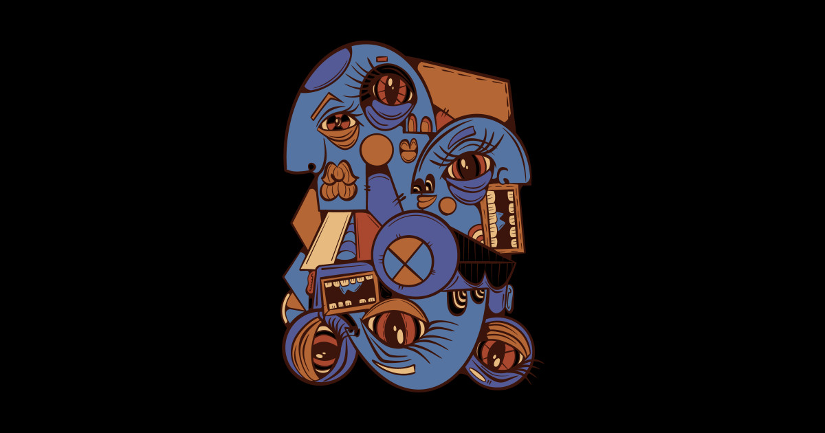 blue cubism - Abstract Art - Sticker | TeePublic