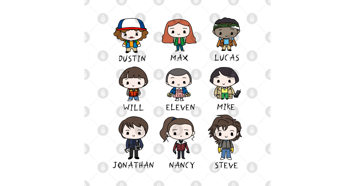 Stranger Things Kids Fan Art Chibis - Stranger Things - Sticker | TeePublic