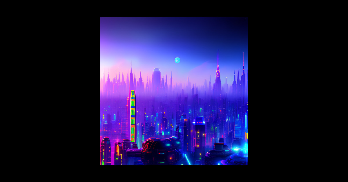 Ai Generated Art Scenery - Futuristic City Skyline With Neon Street ...
