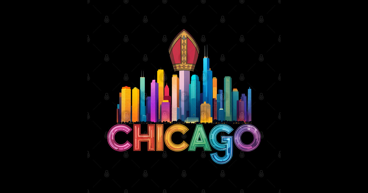 Chicago’s Pope Leo Catholic Pride Design Skyline with Hat - Chicagos ...