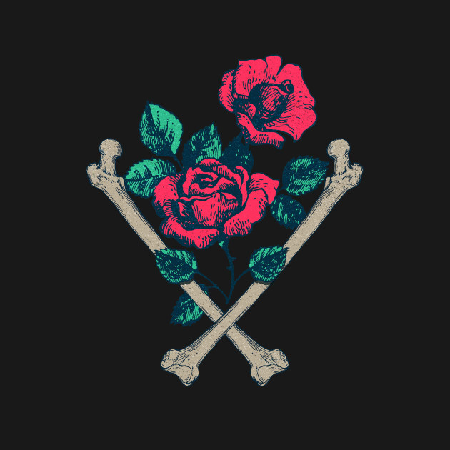 Cross Bones And Roses - Rose - T-Shirt | TeePublic