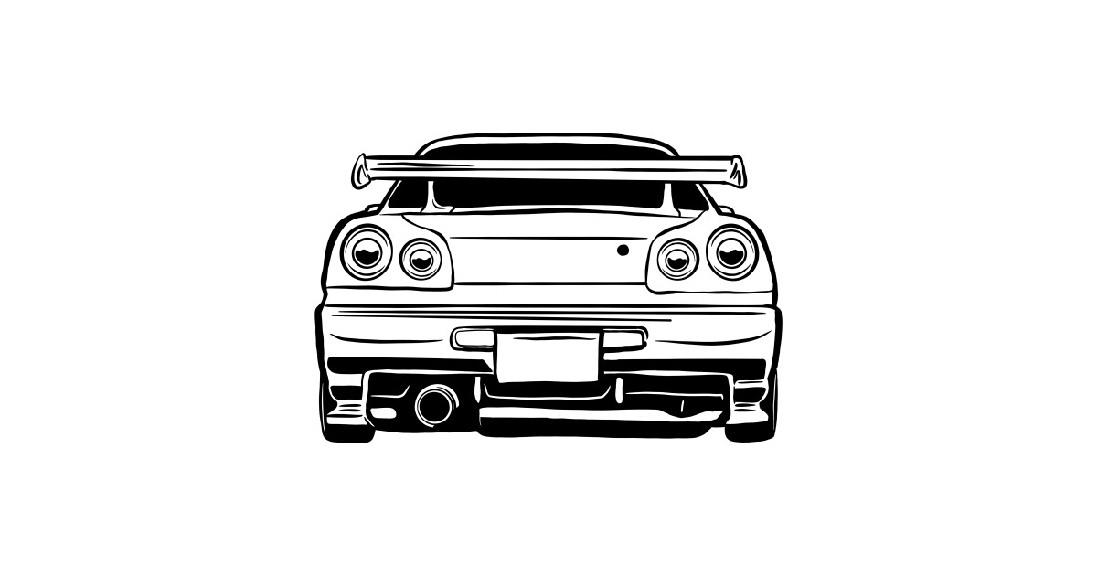 R34 GTR Skyline Turbo JDM Tuning Racing Car Line Art - Skyline Gtr R34 ...