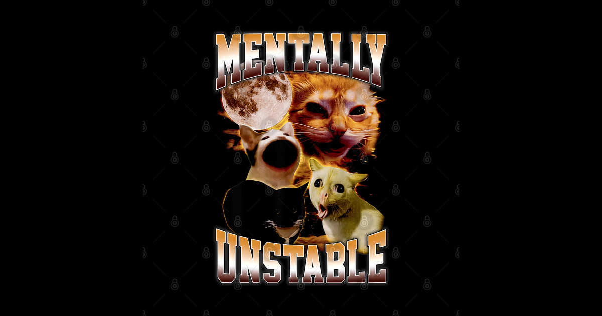 Mentally Unstable Funny Cat Meme Mental Health Humor Joke - Mentally ...
