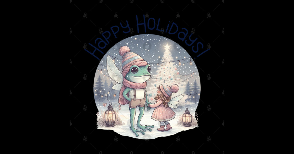 A fairy winter girl and a frog, happy holidays, fairycore aesthetic ...